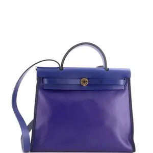 Hermès Herbag Zip Berline Vache Canvas And Leather 31 - Blue
