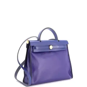 Hermès Herbag Zip Berline Vache Canvas And Leather 31 - Blue