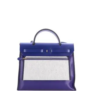 Hermès Herbag Zip Berline Vache Canvas And Leather 31 - Blue