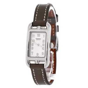 Hermès Nantucket Quartz Watch Stainless Steel And Leather 17 - Grey