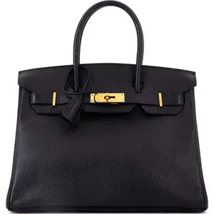 Hermès Birkin Handbag Black Ardennes With Gold Hardware 30