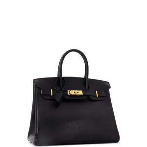 Hermès Birkin Handbag Black Ardennes With Gold Hardware 30