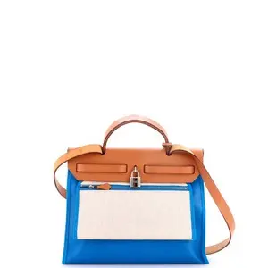 Hermès Herbag Zip Berline Vache Canvas And Leather 31 - Blue