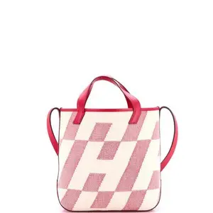 Hermès Cabas H En Biais Tote Canvas With Leather 27 - Pink