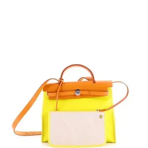 Hermès Herbag Zip Berline Vache Canvas And Leather 31 - Yellow