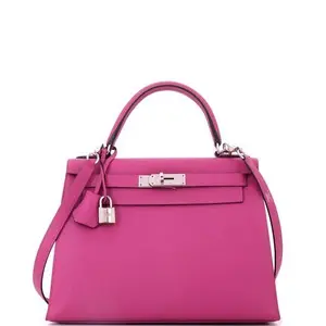 Hermès Kelly Handbag Pink Epsom With Palladium Hardware 28 Rose Pourpre