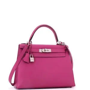 Hermès Kelly Handbag Pink Epsom With Palladium Hardware 28 - Rose Pourpre