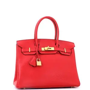 Hermès Birkin Handbag Clemence With Gold Hardware 30 - Red