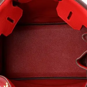 Hermès Birkin Handbag Clemence With Gold Hardware 30 - Red