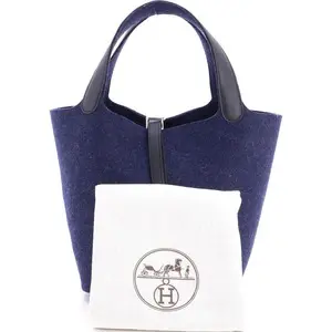 Hermès Picotin Lock Bag Felt With Leather Mm - Blue