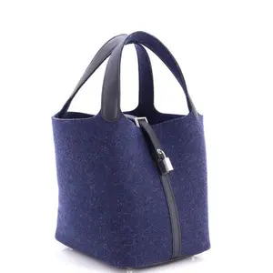 Hermès Picotin Lock Bag Felt With Leather Mm - Blue