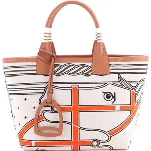 Hermès Sac Steeple Tote Printed Toile With Leather 28