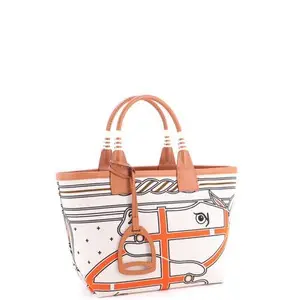 Hermès Sac Steeple Tote Printed Toile With Leather 28
