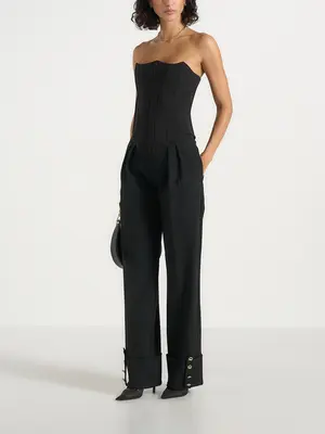 Manière De Voir Tailored Twin Pleat Pants With Gold-tone Hardware - Black