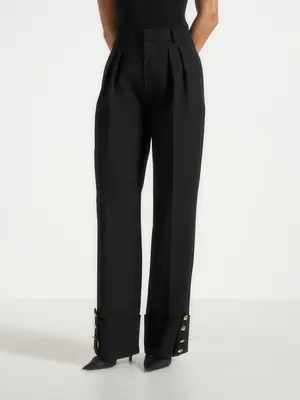 Manière De Voir Tailored Twin Pleat Pants With Gold-tone Hardware - Black