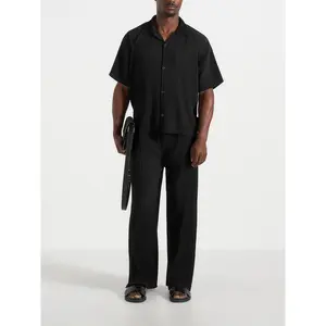 Manière De Voir Justin Pleated Boxy Shirt - Black