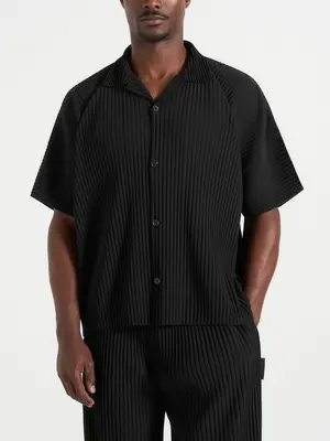 Manière De Voir Justin Pleated Boxy Shirt - Black
