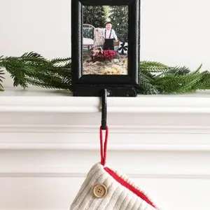 TRANSPAC Metal Frame Stocking Holder Stylish Christmas Decoration