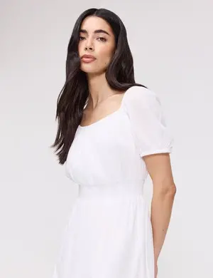FINERY LONDON Mandy Cotton Voile Midi Dress - White