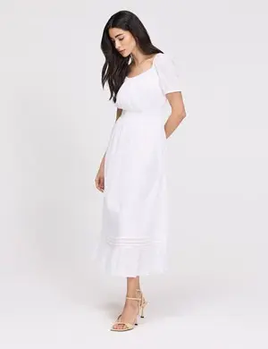 FINERY LONDON Mandy Cotton Voile Midi Dress - White