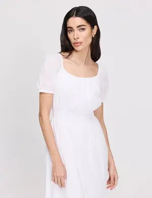 FINERY LONDON Mandy Cotton Voile Midi Dress - White
