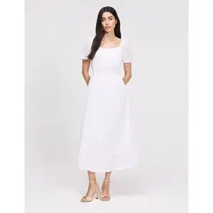 FINERY LONDON Petite Mandy Cotton Voile Midi Dress - White