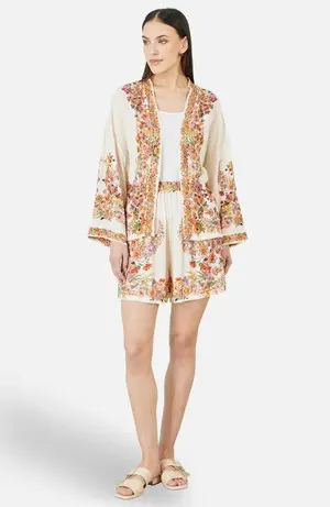 YUMI Viscose Floral Border Shorts
