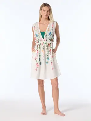Vince Camuto Sleeveless Plunge Neck Floral Print Cover Up Dress