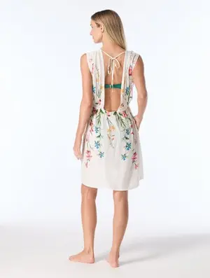 Vince Camuto Sleeveless Plunge Neck Floral Print Cover Up Dress