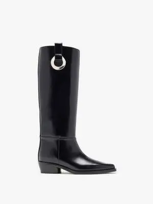 Proenza Schouler Bronco Grommet Knee High Boots - Black