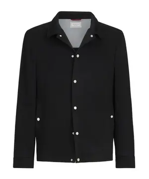 Brunello Cucinelli Lightweight Cashmere Flannel Outerwear Jacket - Black