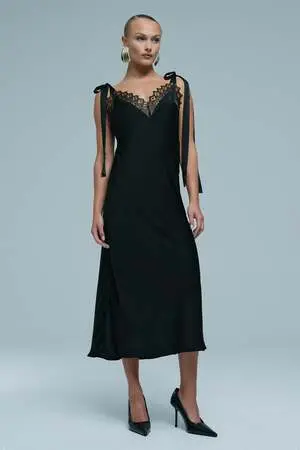 Bardot Lydia Tie Strap Midi Dress