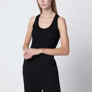 THE ROW Slim Ribbed Cotton Tank Top - Black