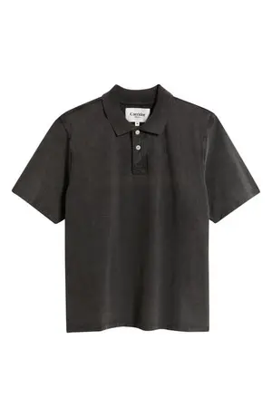 CORRIDOR Brushed Cotton Piqué Polo - Washed Black