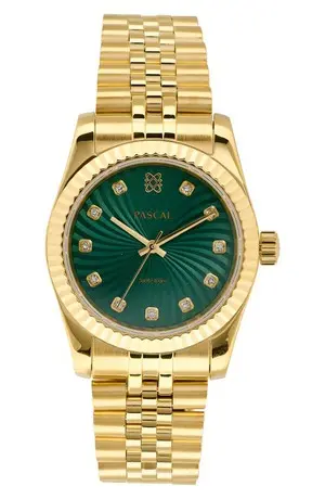 PASCAL Diamond Stainless Steel Bracelet Watch - Emerald Noir