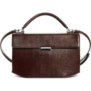 TOTEME Clip Lizard Embossed Leather Top Handle Bag - Brown