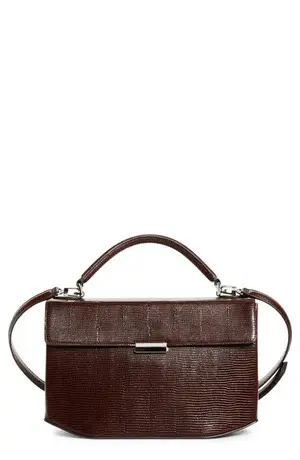 TOTEME Lizard Embossed Leather Top Handle Bag - Brown