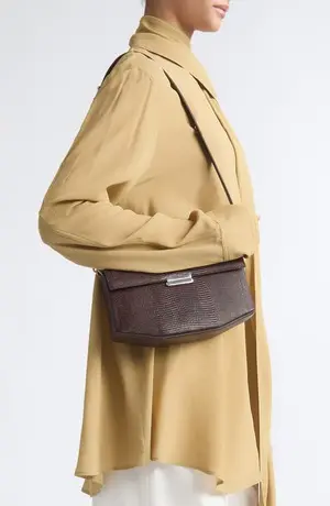 TOTEME Clip Lizard Embossed Leather Bag - Brown
