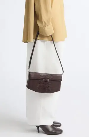 TOTEME Clip Lizard Embossed Leather Bag - Brown