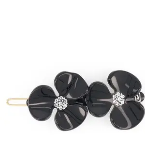 Alexandre De Paris Camelia Acetate Barrette - Black