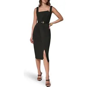 Donna Karan New York Faux Wrap Sheath Dress - Black