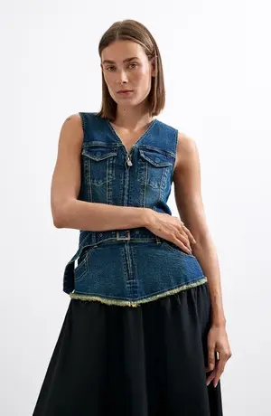Desigual Denim Vest Midi Dress With Belt