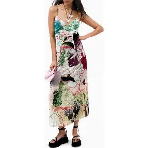 Desigual Patchwork Print V-neck Slipdress - Ivory Multi