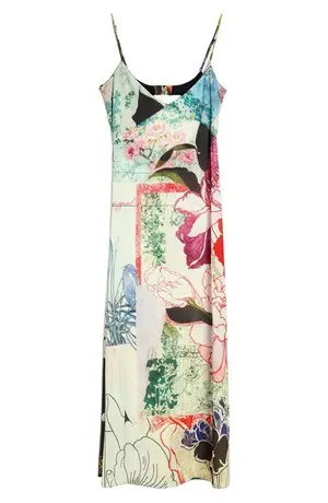 Desigual Patchwork Print V-neck Slipdress