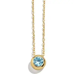 Baublebar 18k Gold Plated Birthstone Pendant Necklace - Light Blue