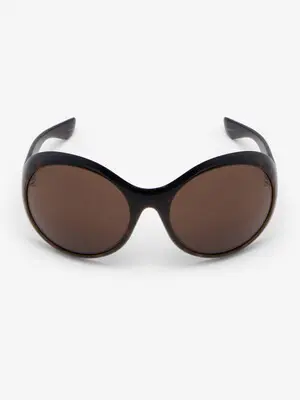Alexander McQueen Kate Round Sunglasses - Black/brown