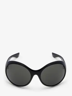 Alexander McQueen Kate Round Sunglasses - Black/grey