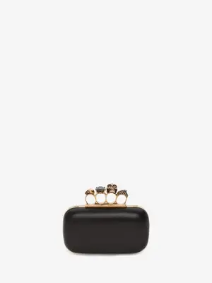 Alexander McQueen Knuckle Clutch With Chain - Black