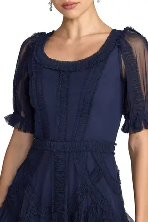 Mac Duggal Petite Ruffle Midi Dress - Indigo