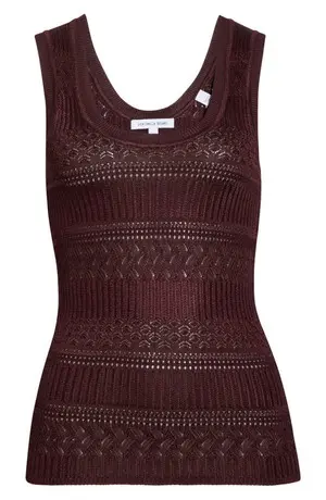 Veronica Beard Sandra Open Knit Tank Top - Raisin